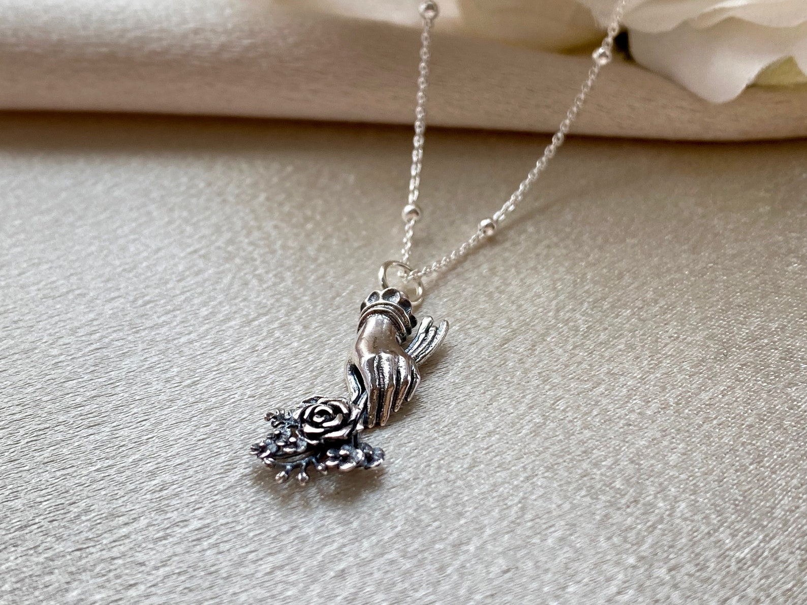 Sterling Silver Cottage Core Botanical Flower Necklace. Botanical ...