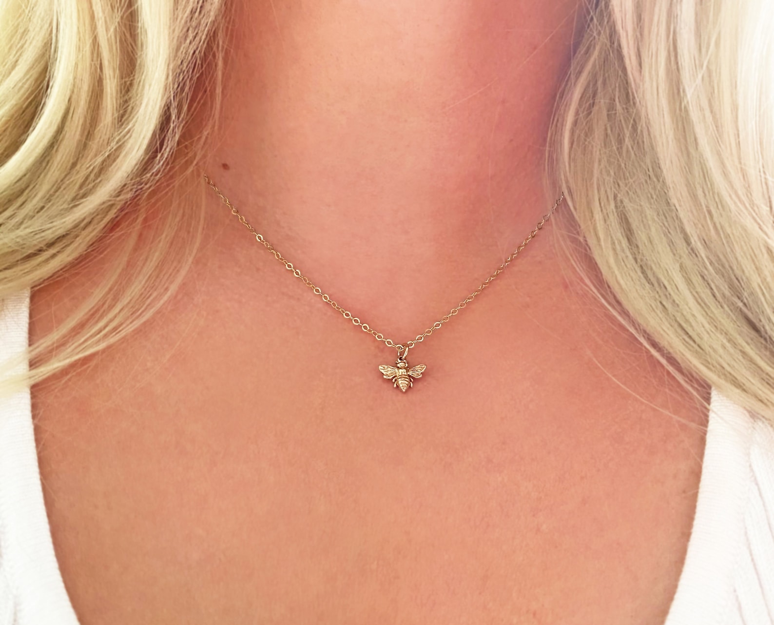 Sparkly Bee Necklace: Sterling Silver or Gold Filled Bee Charm - Etsy