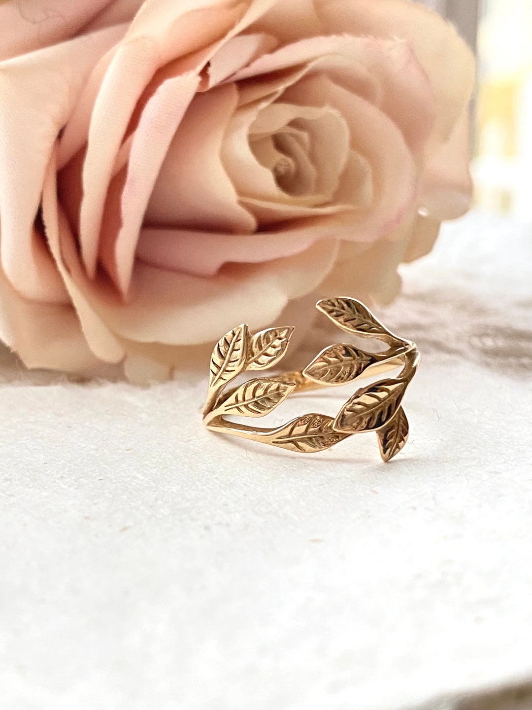 Adjustable Leaf Ring in Gold Bronze. Flower Jewelry, Leaf Jewelry ...