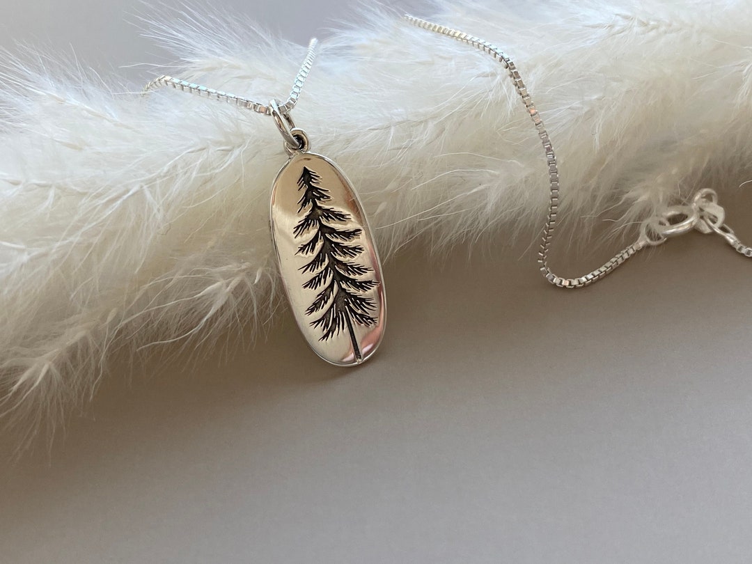 Sterling Silver Pine Tree Necklace: Forest Jewelry - Etsy
