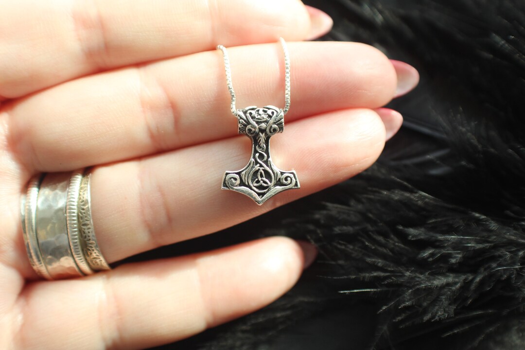 Sterling Silver Small Thors Hammer Double Sided Necklace. Viking ...