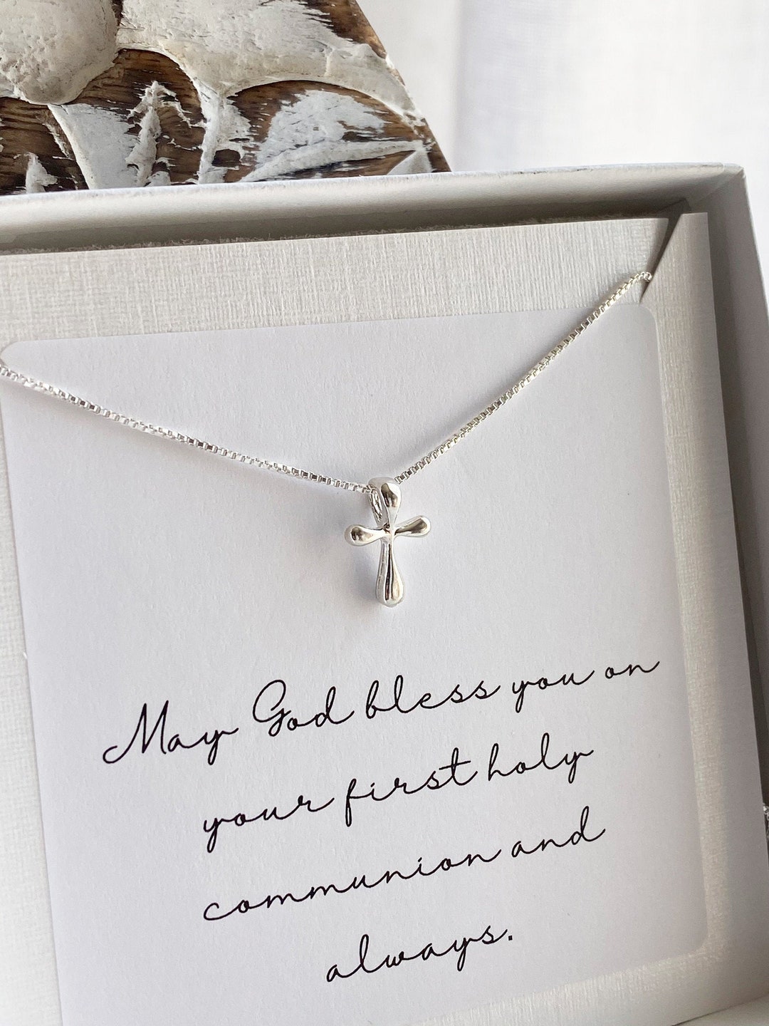 First Communion Cross Necklace: 14kt Gold Filled or Sterling Silver - Etsy