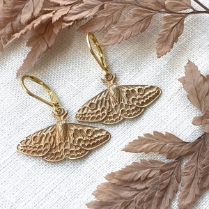 Gold Moth Lever Back Earrings. Insect Jewelry, Moth Jewelry, Nature ...