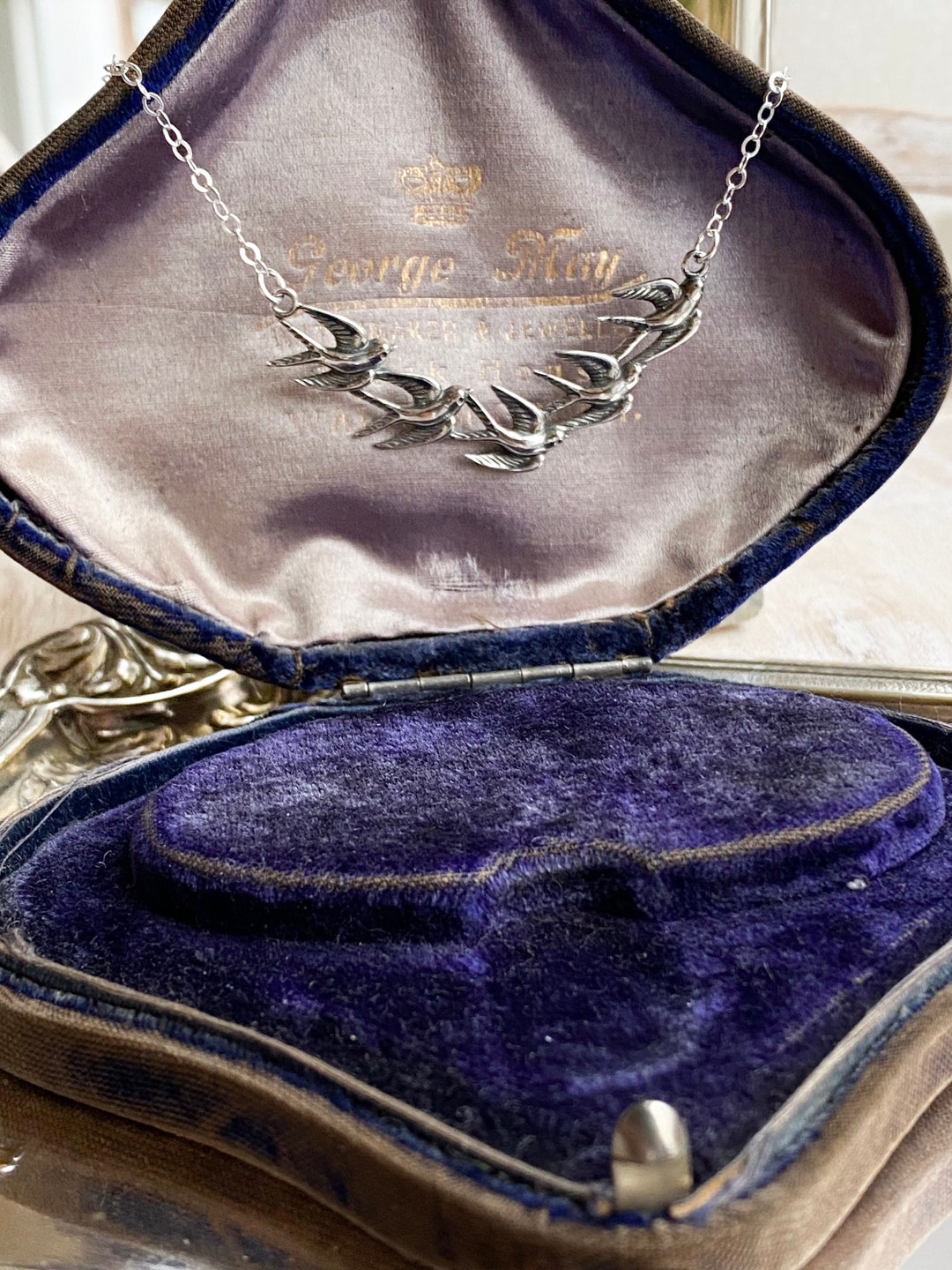 Sterling Silver Chasing Swallows Necklace: Bird Jewelry - Etsy