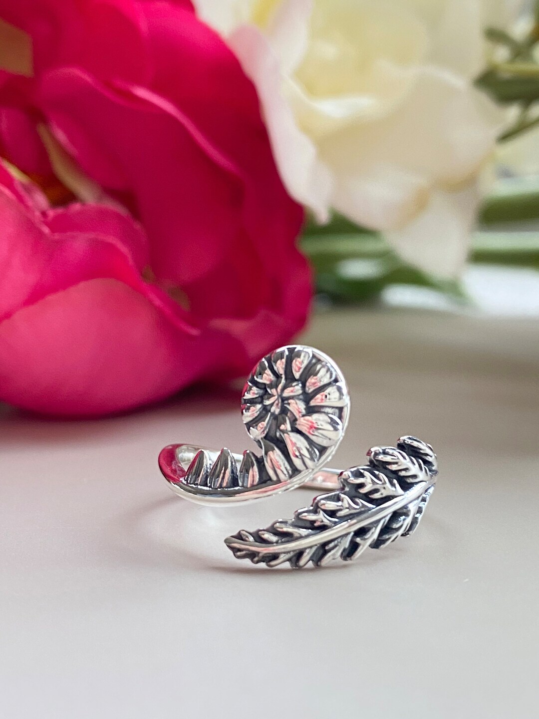 Sterling Silver Adjustable Fern Ring. Fern Leaf Jewelry, Adjustable Ring, Fern Jewelry, Cottage ...