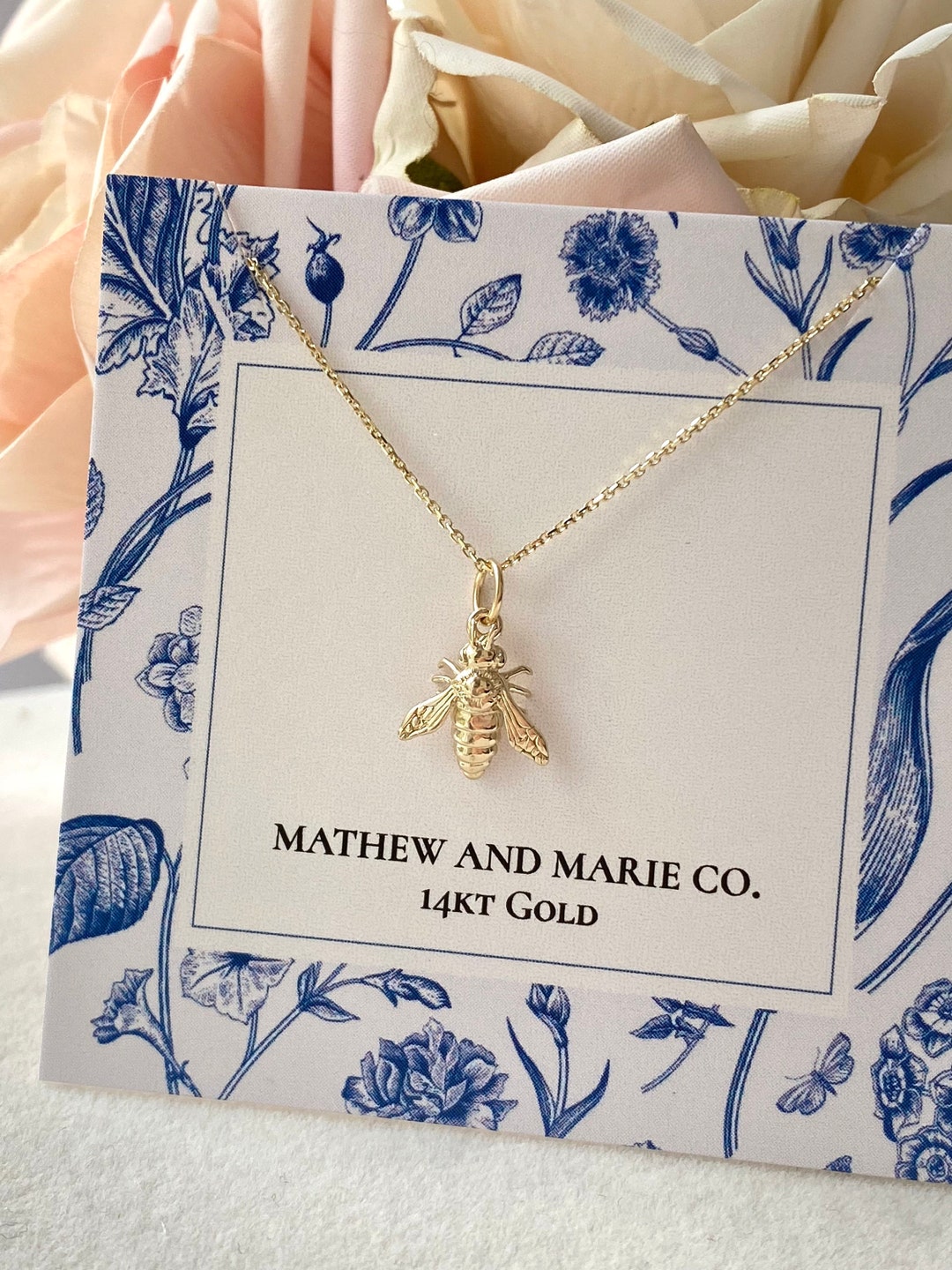 14kt Solid Gold Bee Necklace or Charm. Bee Jewelry, Solid Gold Jewelry ...