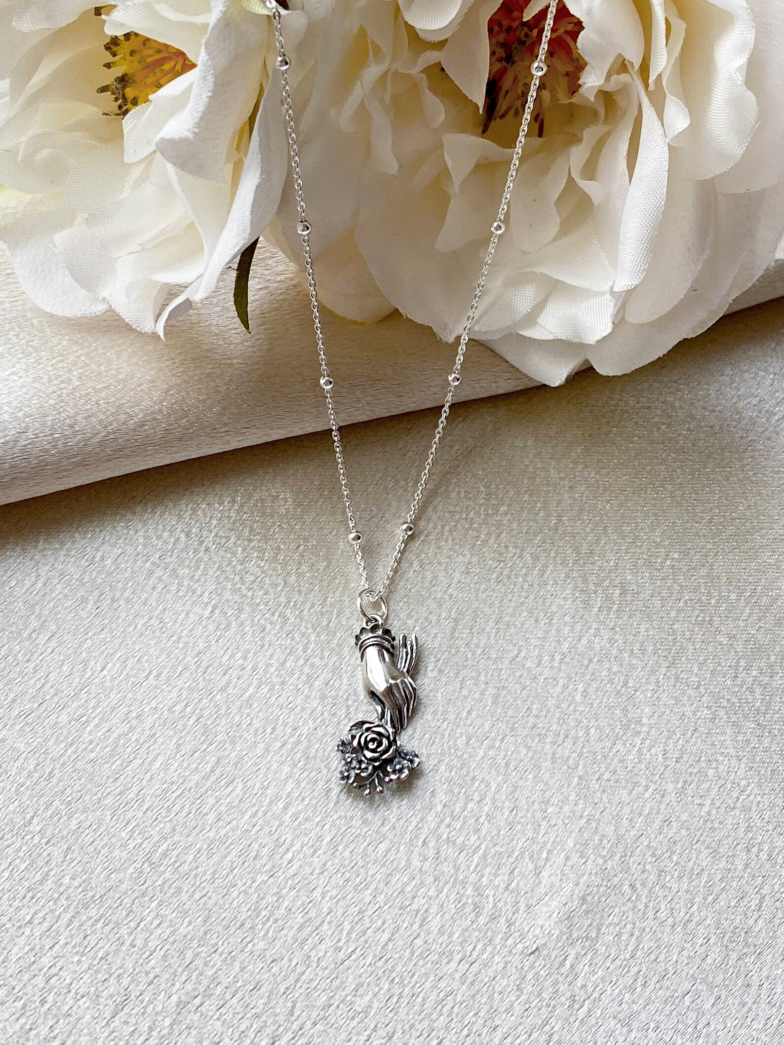 Sterling Silver Cottage Core Botanical Flower Necklace. Botanical ...