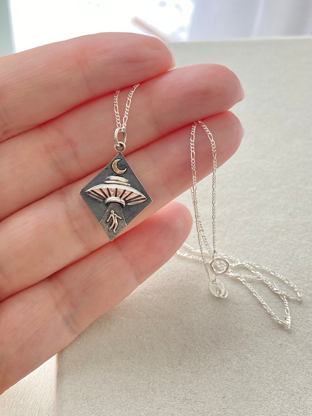 Sterling Alien Abduction Necklace. Space Necklace, Aliens Necklace ...