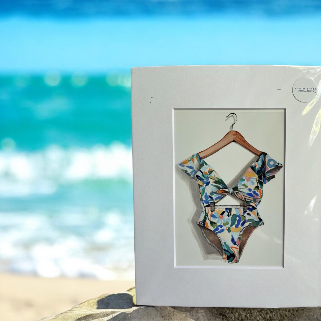 Swimming Suit Art- Hers 4- Multicolor Cutout One Piece- ARCHIVAL PRINT ...