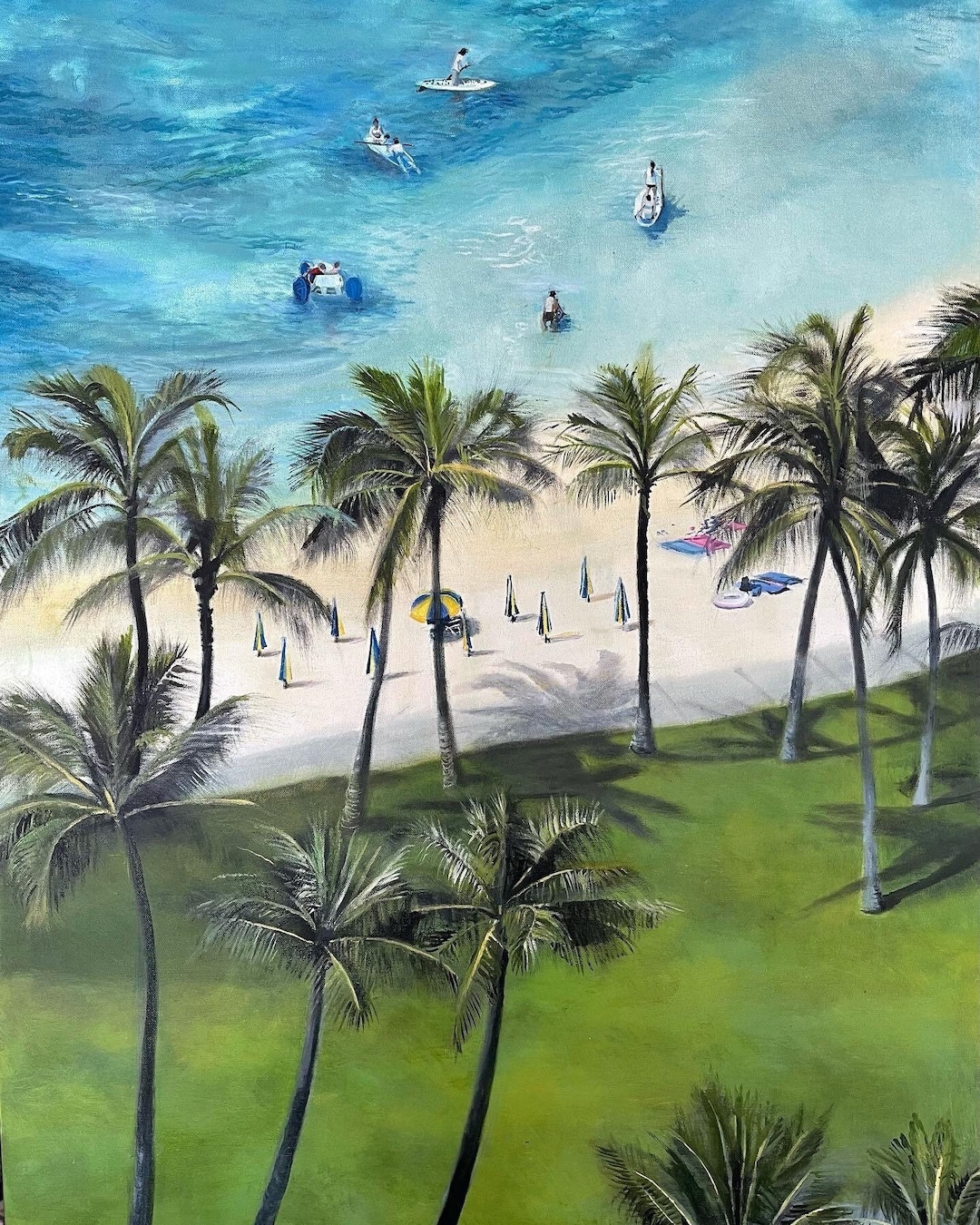 The Tropics- Aerial Beach Painting- Modern Beach Painting - Original ...