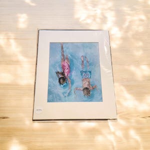 Swimming Art-little Ocean Swimmers- ARCHIVAL PRINT- Horizontal or ...