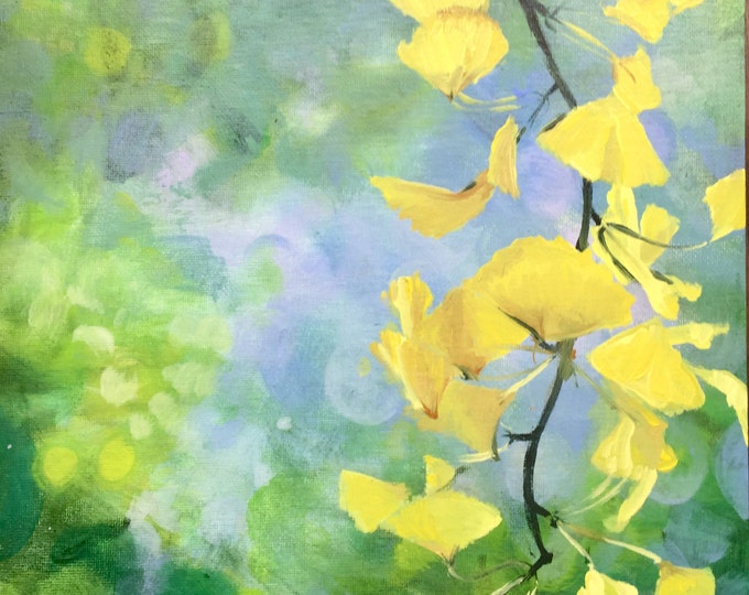 Ginkgo in Golden Yellow Modern Art - Etsy