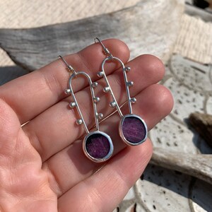 Ruby in Matrix Drop Earrings With Orbs in Sterling Silver - Artisan ...
