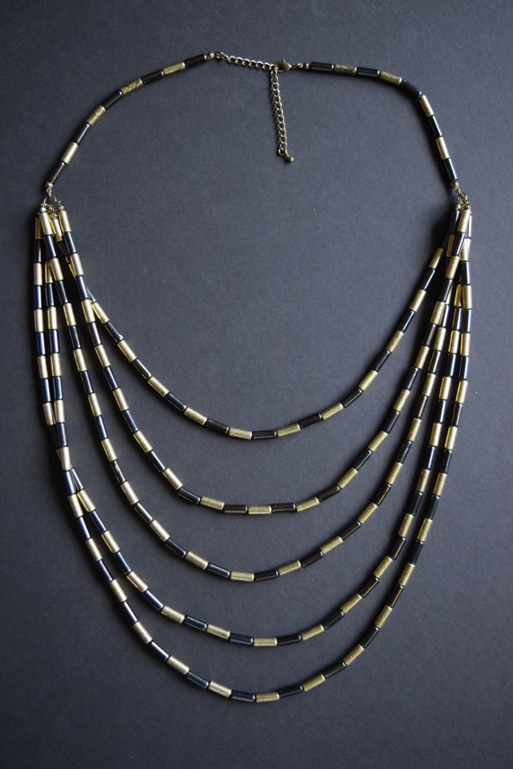 Vintage multi strand black - Gem