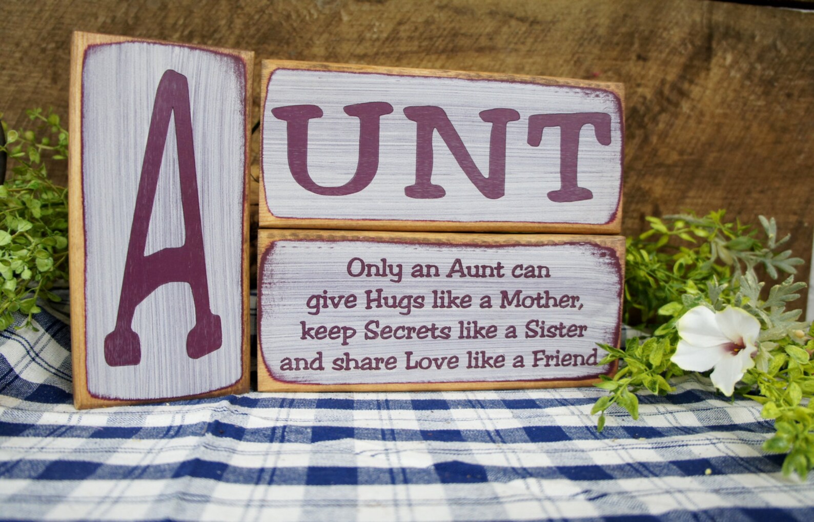 Aunt Gifts 3 Piece Rustic Style Wooden Block Set Only an Aunt - Etsy