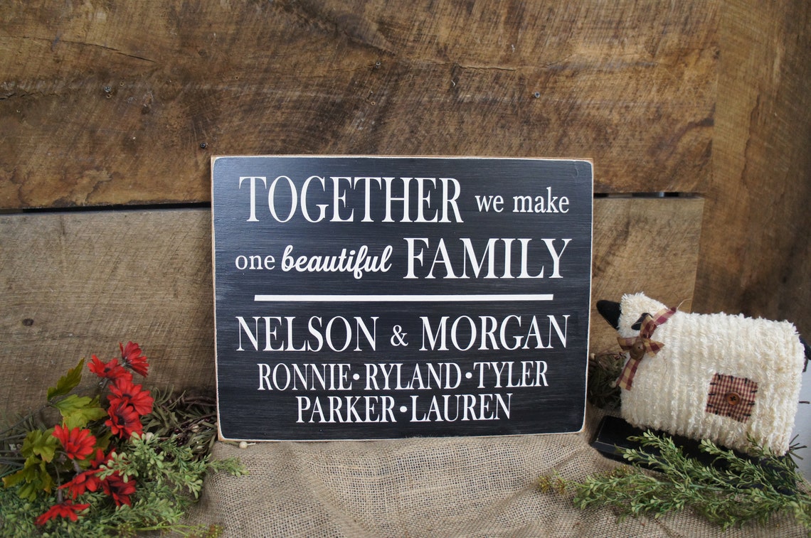 Personalized Family Sign TOGETHER We Make One Beautiful | Etsy