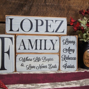 Family Wood Blocks 5 Piece Set Custom Family or Adoption Gift Where ...