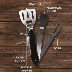 Personalized BBQ Multi-tool 5-in-1 BBQ Tool Set Laser Engraved One Side ...