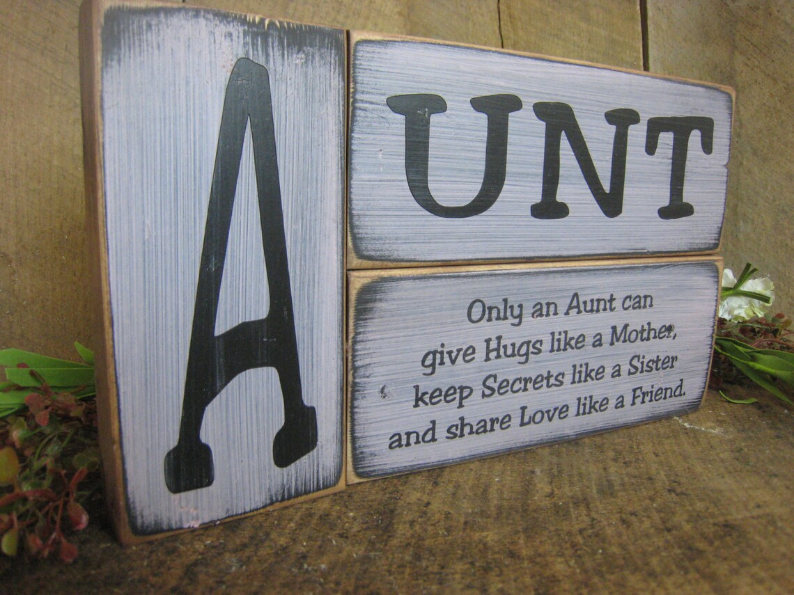 Aunt Gifts 3 Piece Rustic Style Wooden Block Set Only an Aunt - Etsy