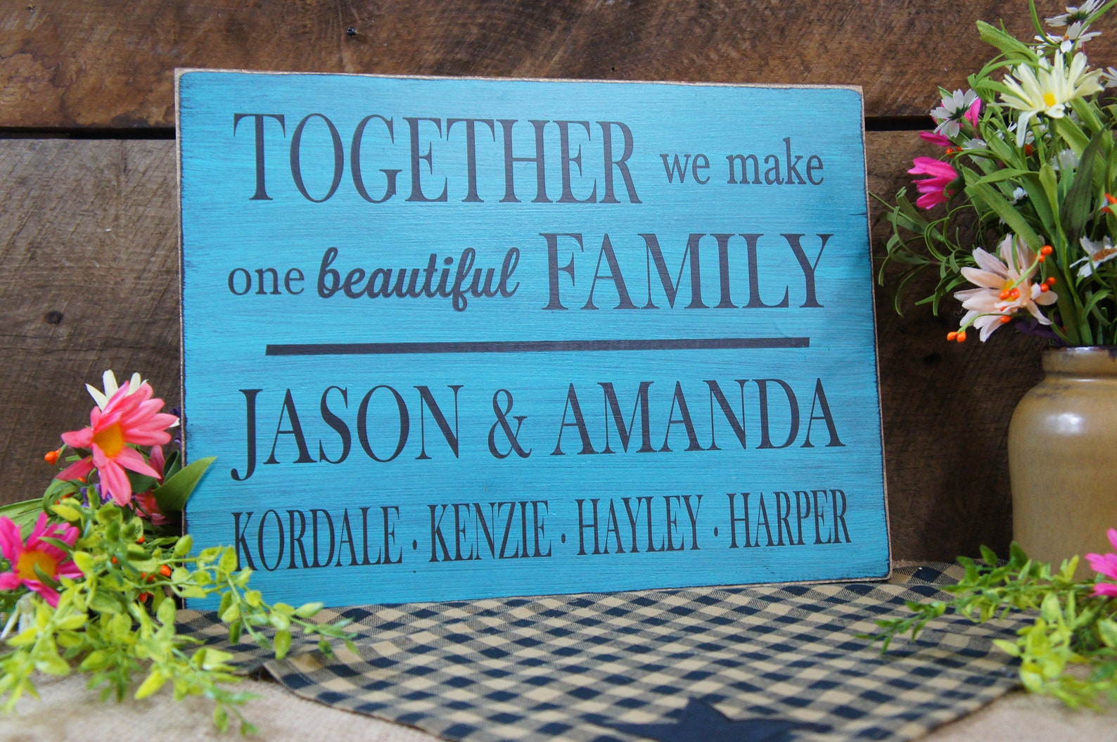 Personalized Family Sign TOGETHER We Make One Beautiful | Etsy