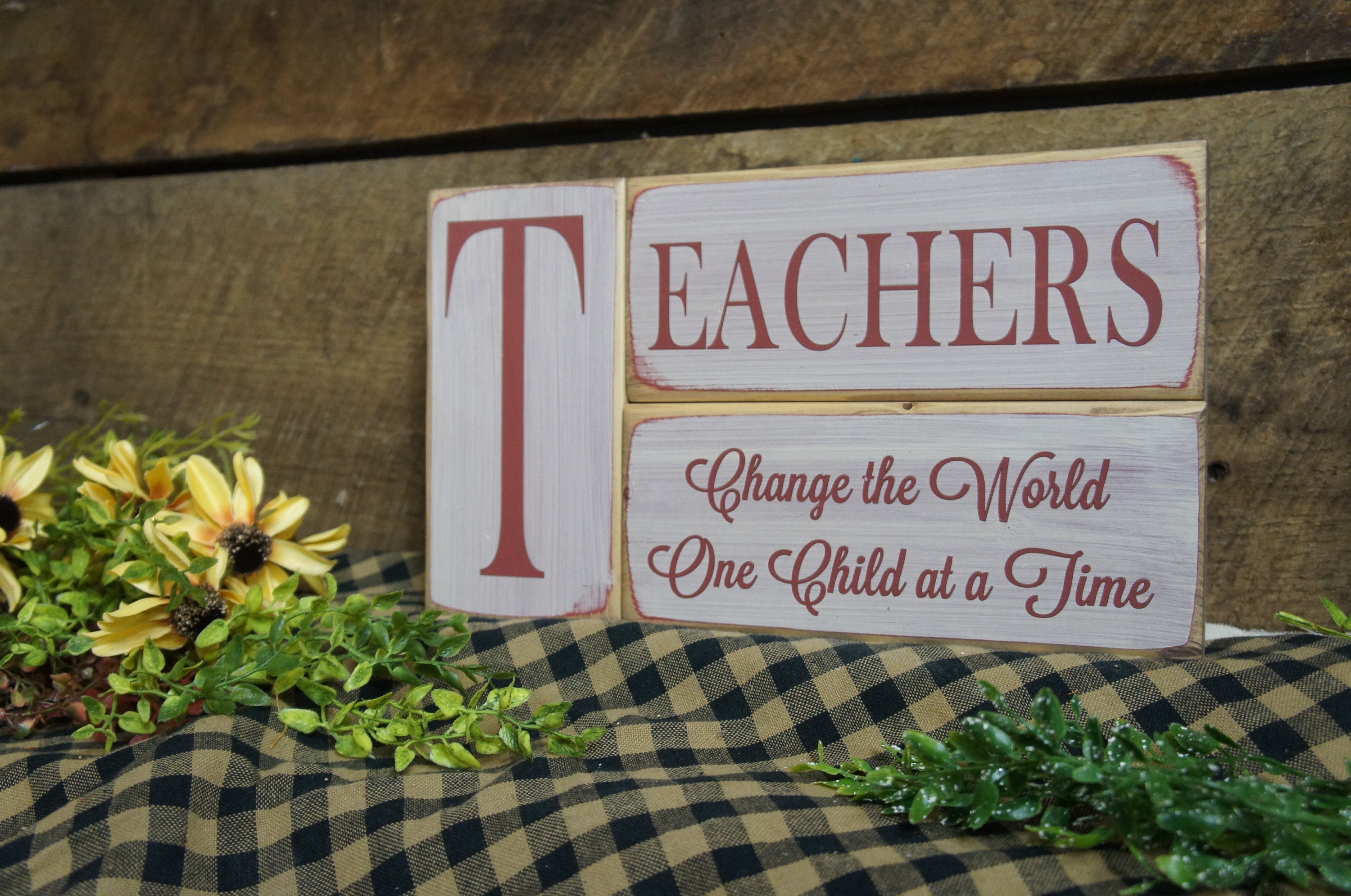 Teachers Change the World One Child at a Time Rustic Teachers | Etsy