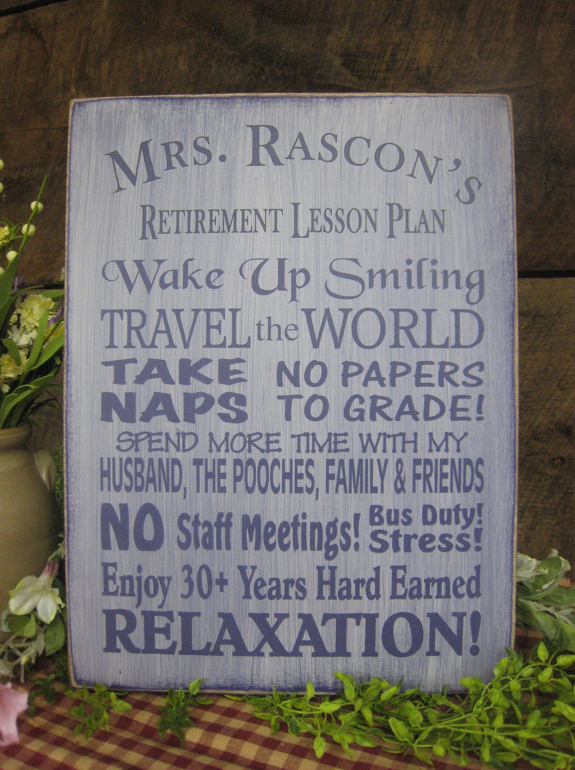 Retirement Sign Rustic & Classy Personalized Gift for Retiree | Etsy