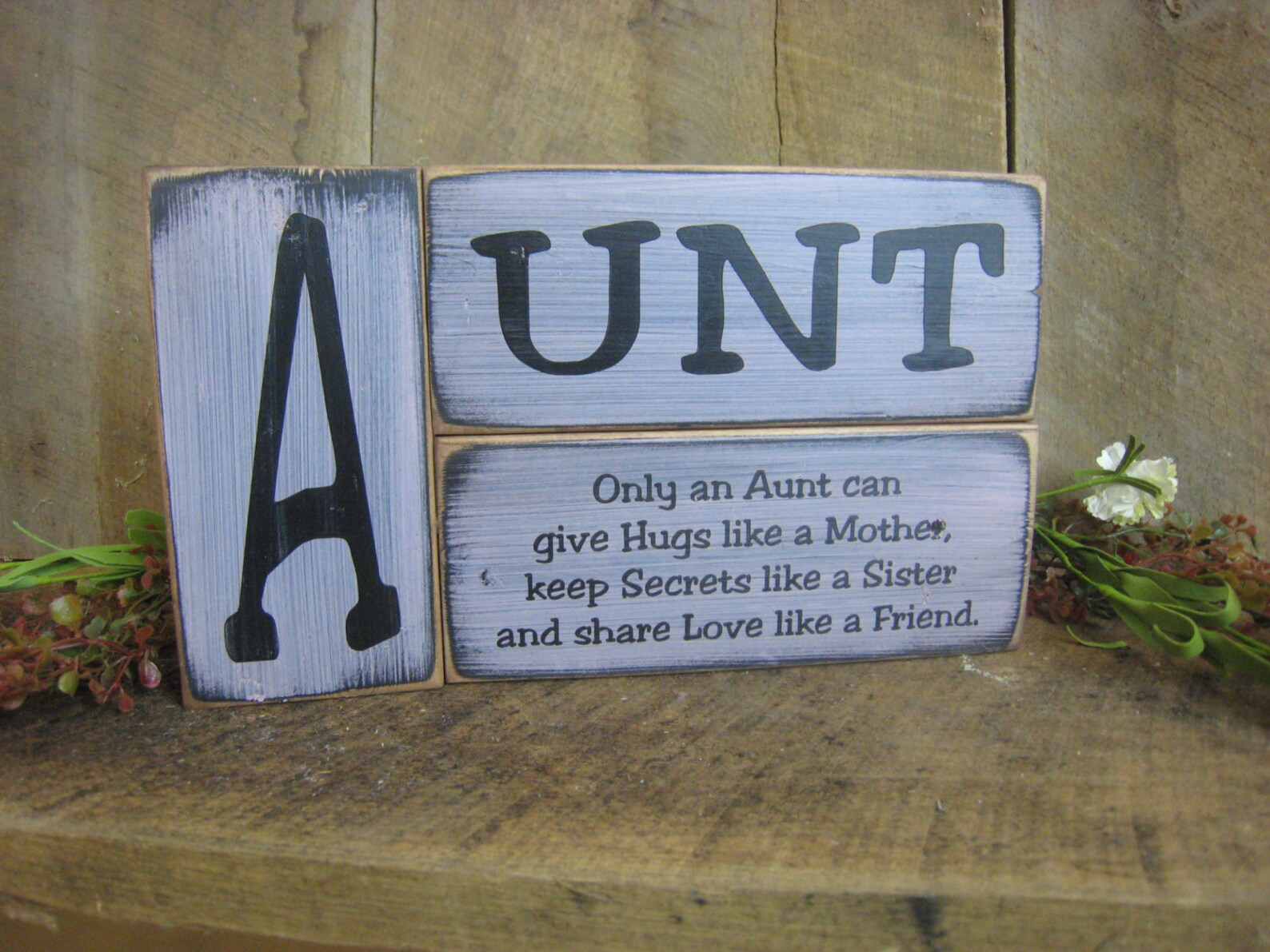 Aunt Gifts 3 Piece Rustic Style Wooden Block Set Only an Aunt - Etsy
