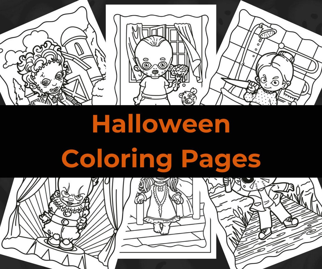 Halloween Serial Killer Printable PDF Adult Coloring Pages, Spooky ...