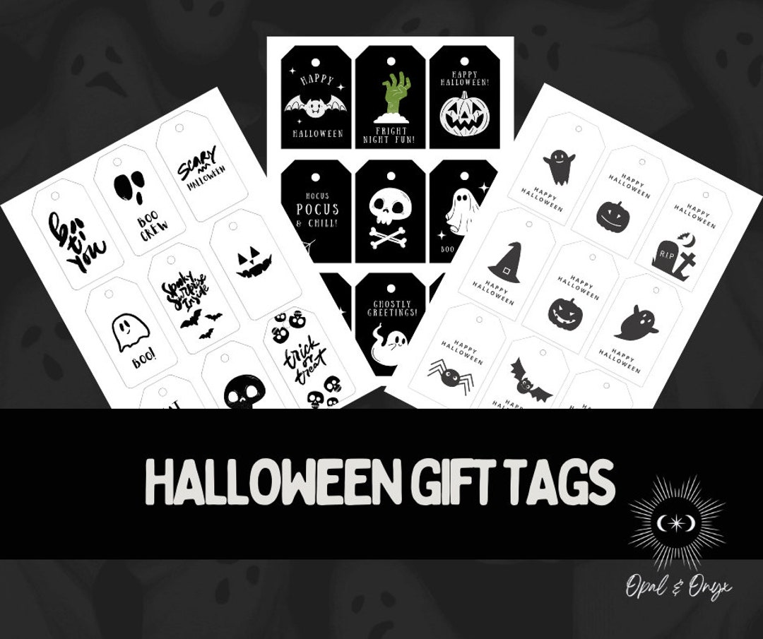 Halloween Gift Tags, PDF Printable 4 Sheets, Boo Gift Tags, Pumpkin ...