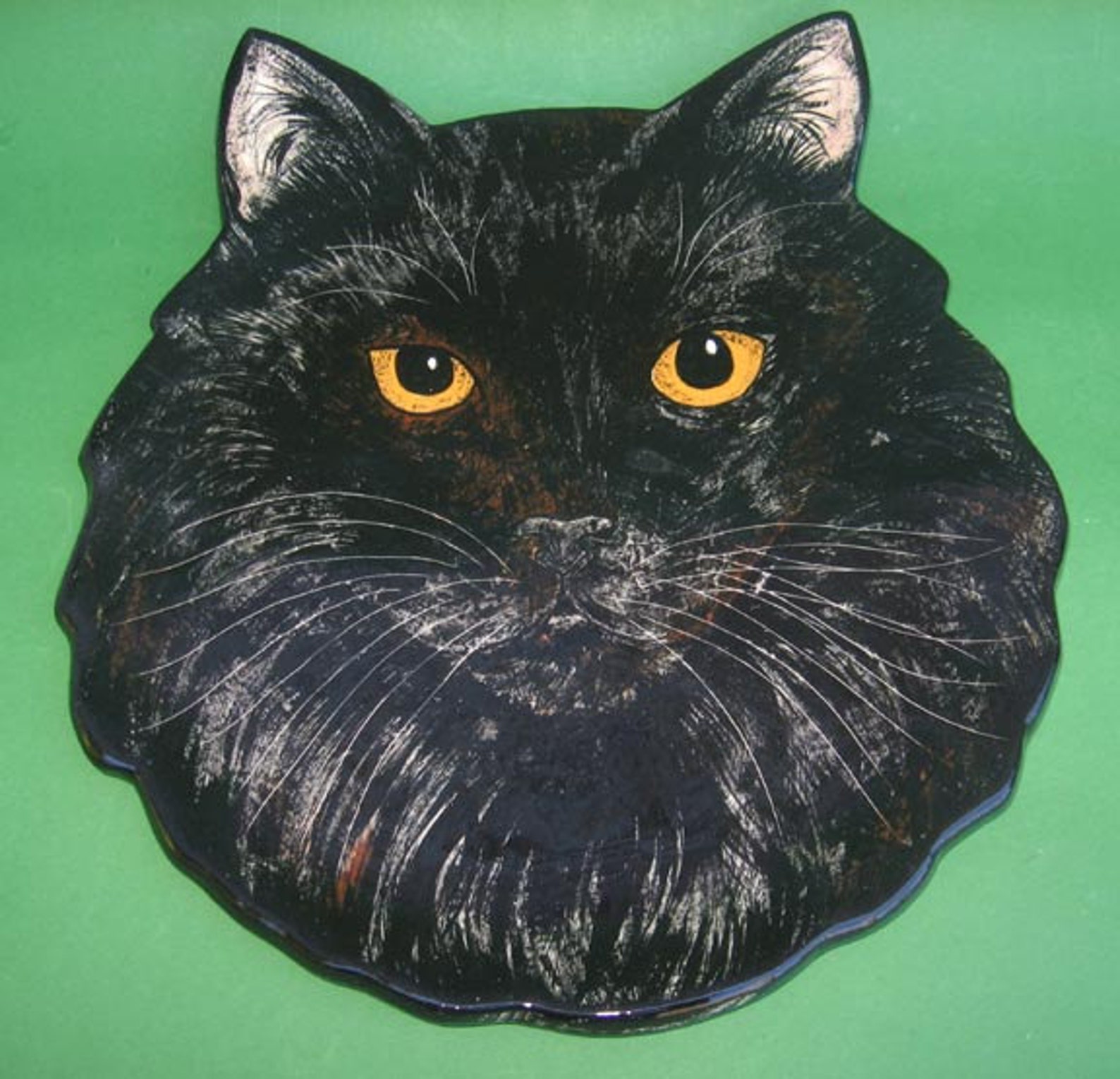 Cat Portrait Ear Plate-custom-any Color-long HAIR Cat Face | Etsy