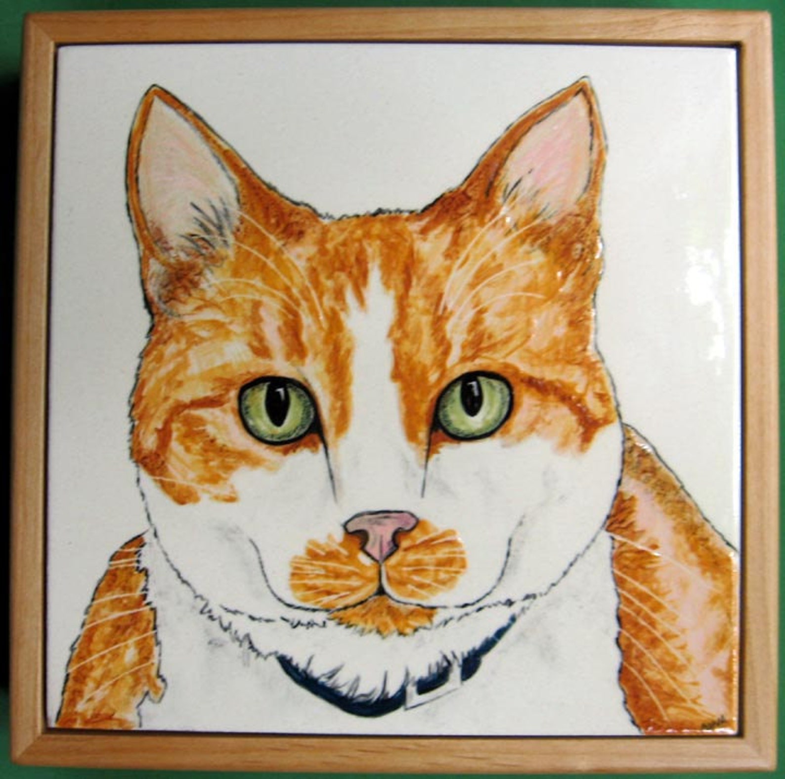 Cat Portrait Tile Custom-8 Framed - Etsy