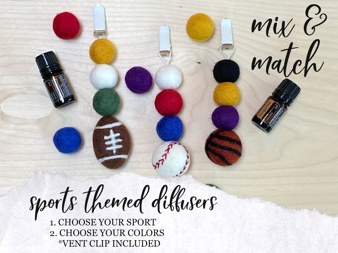 Sports Themed CAR DIFFUSER // Essential Oil Diffuser // Wool Ball ...