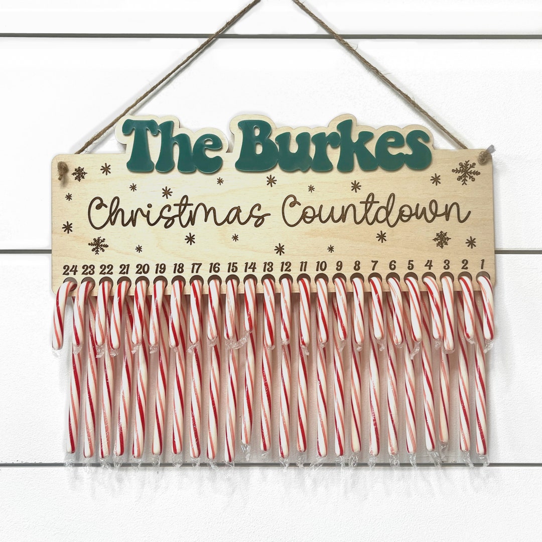 Candy Cane Christmas Countdown, Personalized Christmas Advent Calendar ...