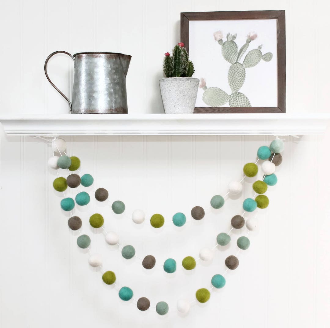 Spring FELT BALL GARLAND, Pom Pom Garland Easter, Nursery Decor, Felt ...