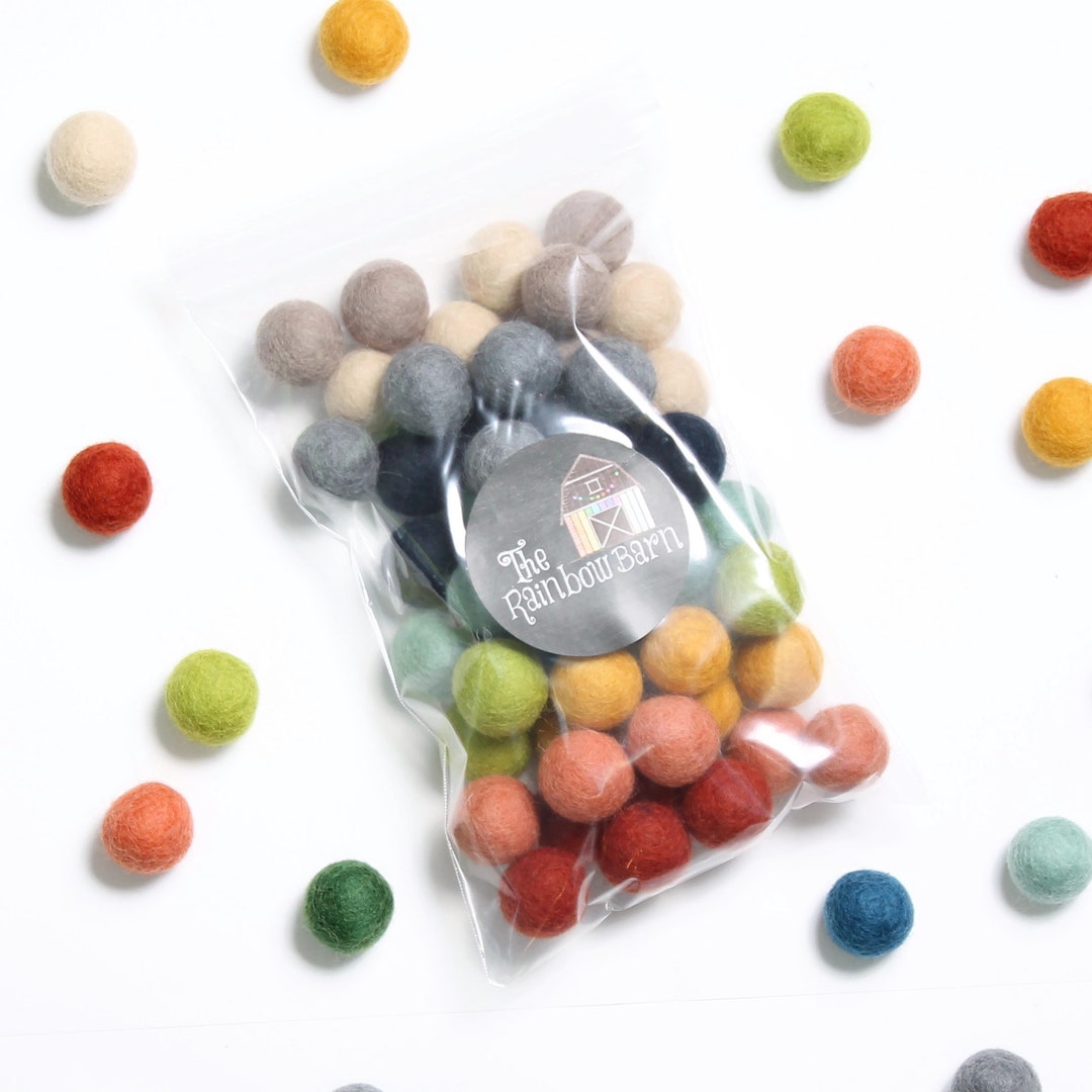 Earth Elements Rainbow Felt Balls, Pom Poms, Felt Ball Garland, Wool ...