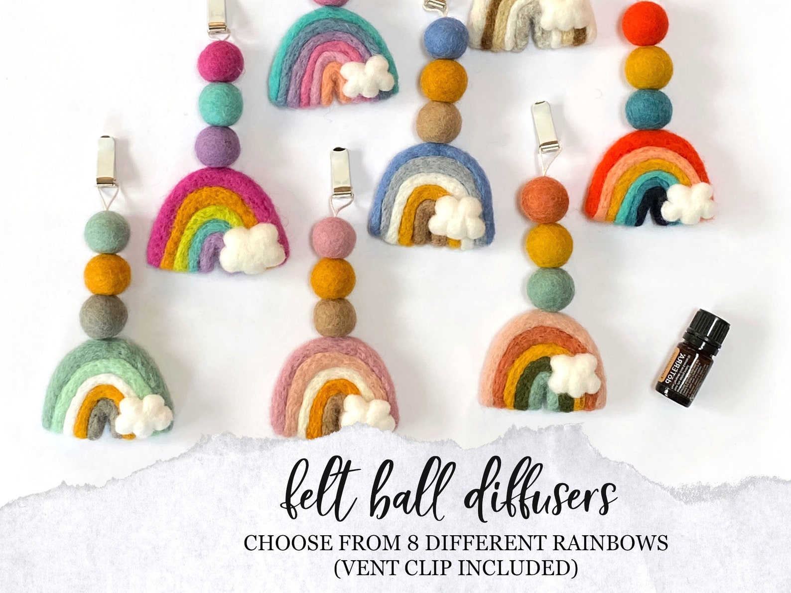 Rainbow CAR DIFFUSER // Essential Oil Diffuser // Wool Ball - Etsy
