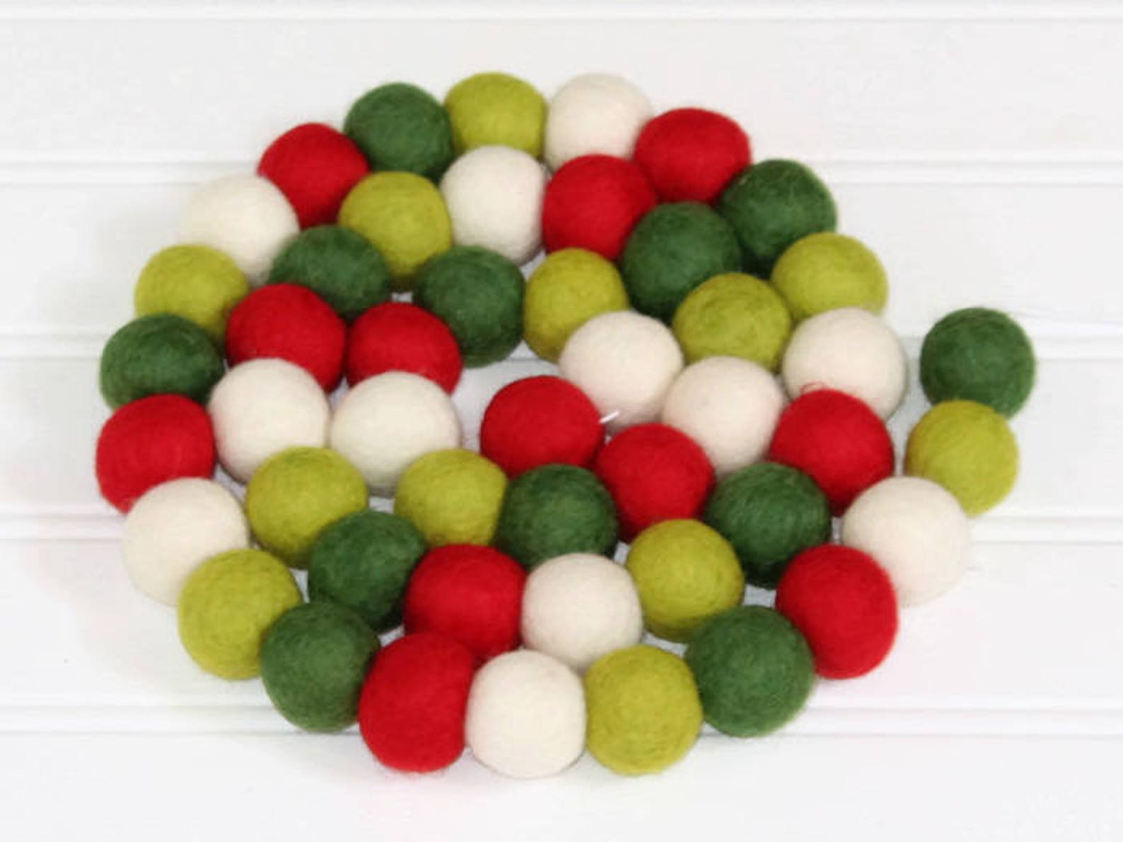 Christmas Red and Green Felt Ball Garland, Pom Pom Garland, Nursery ...