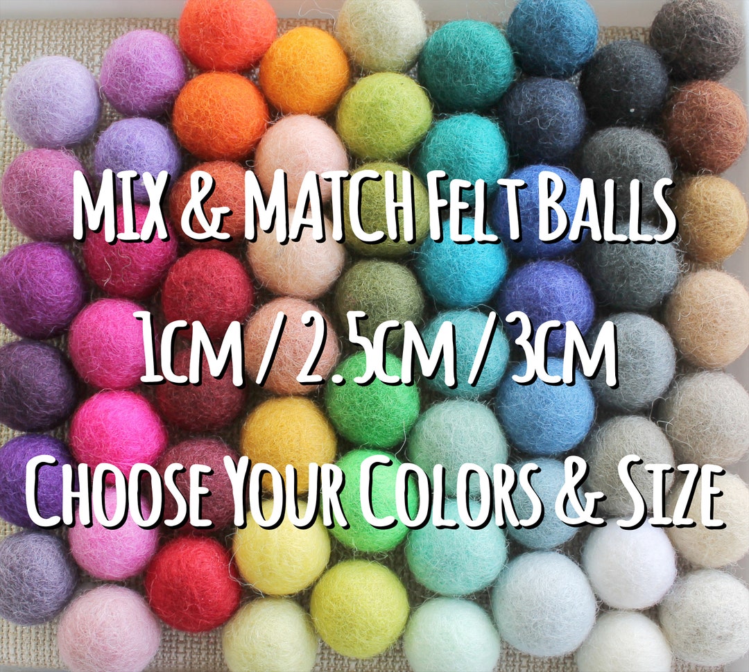 1cm/2.5cm/3cm Wool Felt Balls: CUSTOM COLORS, Felted Balls, DIY Garland ...