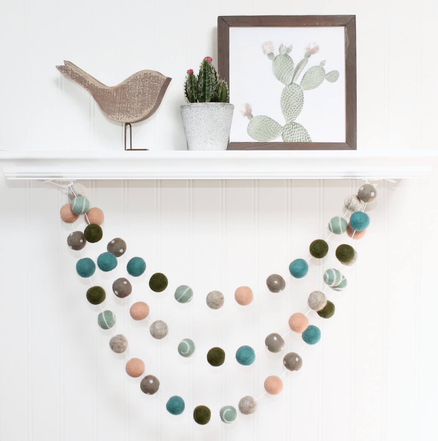 Spring FELT BALL GARLAND, Pom Pom Garland Easter, Nursery Decor, Felt ...