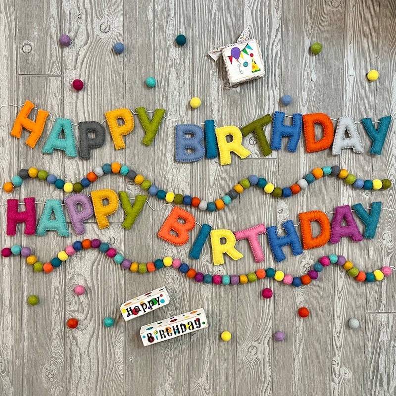 Happy Birthday Felt Green - Etsy