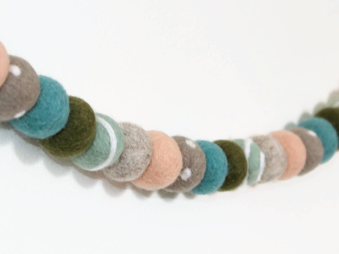 Spring FELT BALL GARLAND, Pom Pom Garland Easter, Nursery Decor, Felt ...