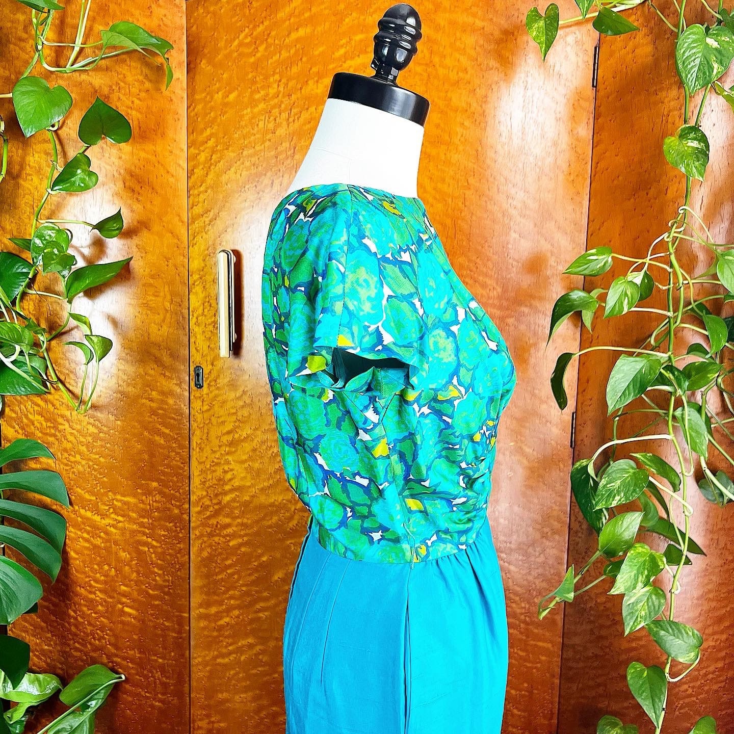 JOSEPH MAGNIN 50s 60s 60s 50s Vintage Slubbed Silk Turquoise - Etsy