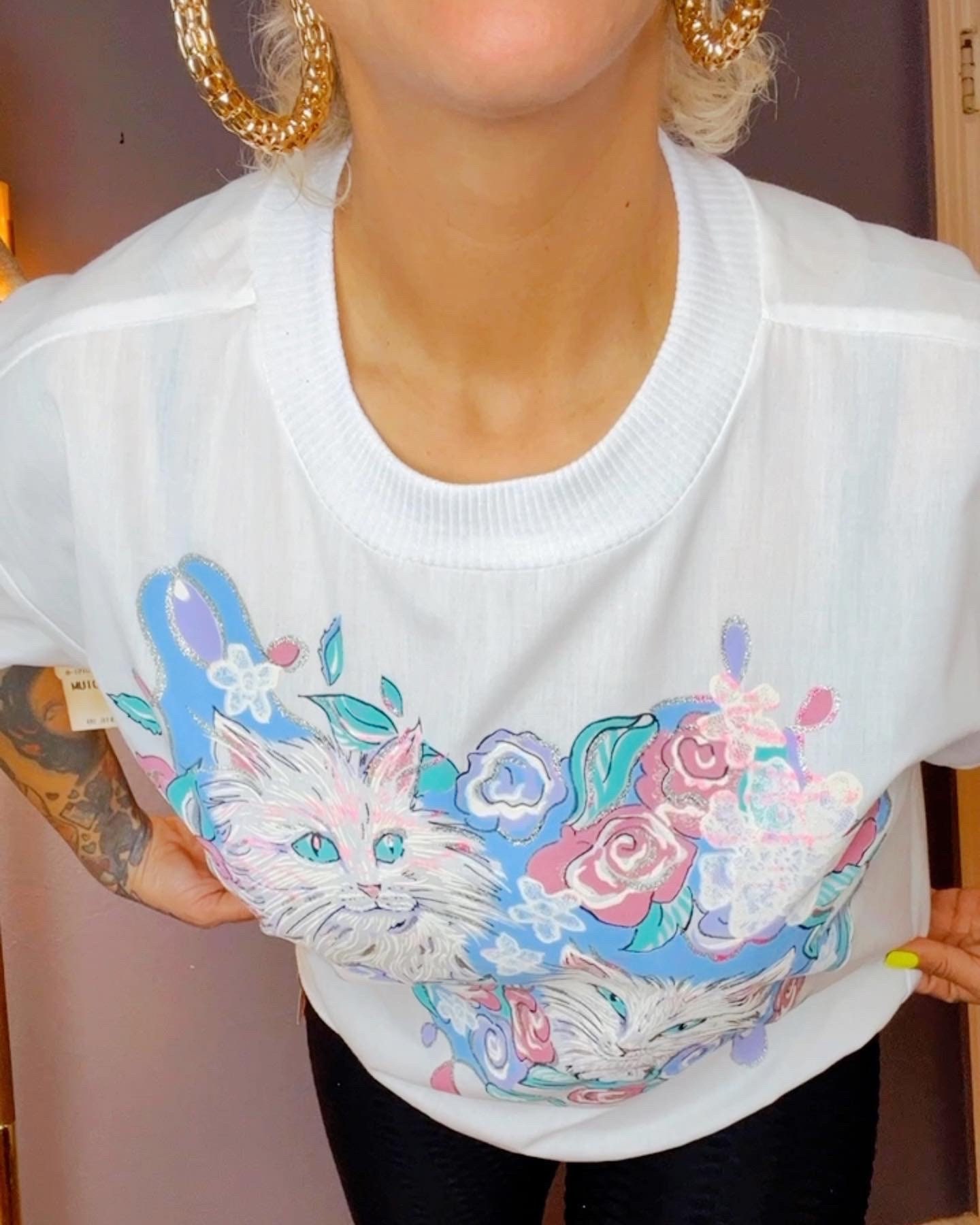 DEADSTOCK PUFF PAINT 1980’s 80s Vintage Glitter Novelty Print Kitty Cat ...