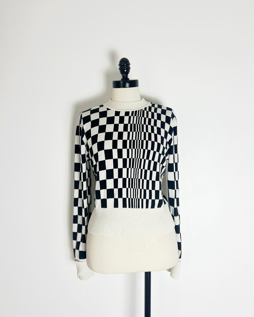 TOMMY HILFIGER 1990s 90s Vintage Japan Made Black & White Knit Ribbed ...