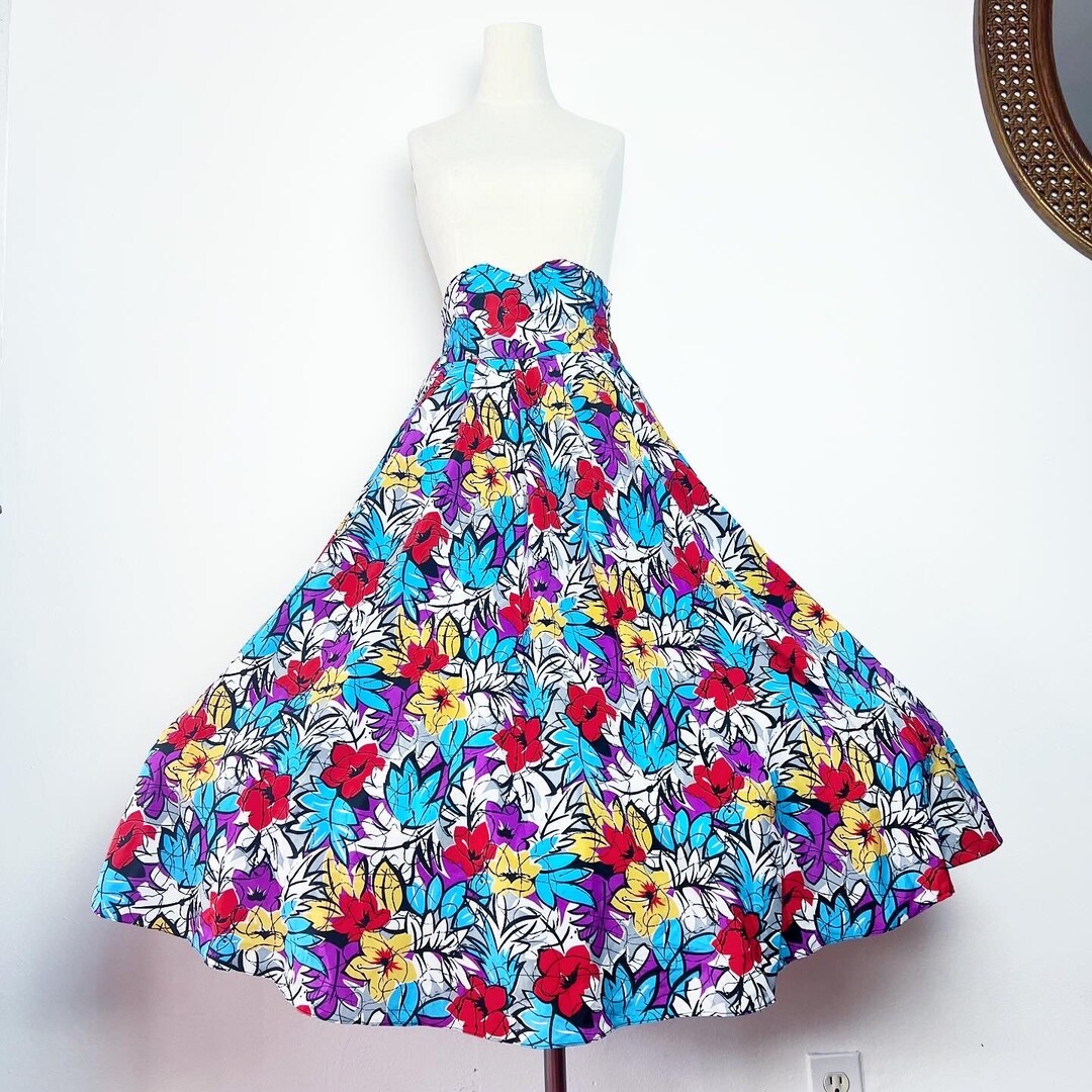 FAYVA 1983 80’s 80s Rayon Spring Floral Flowers Vintage Notched High ...