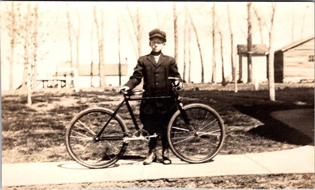 Antique RPPC Boy With Bike Crooks South Dakota Real Photo Postcard ...