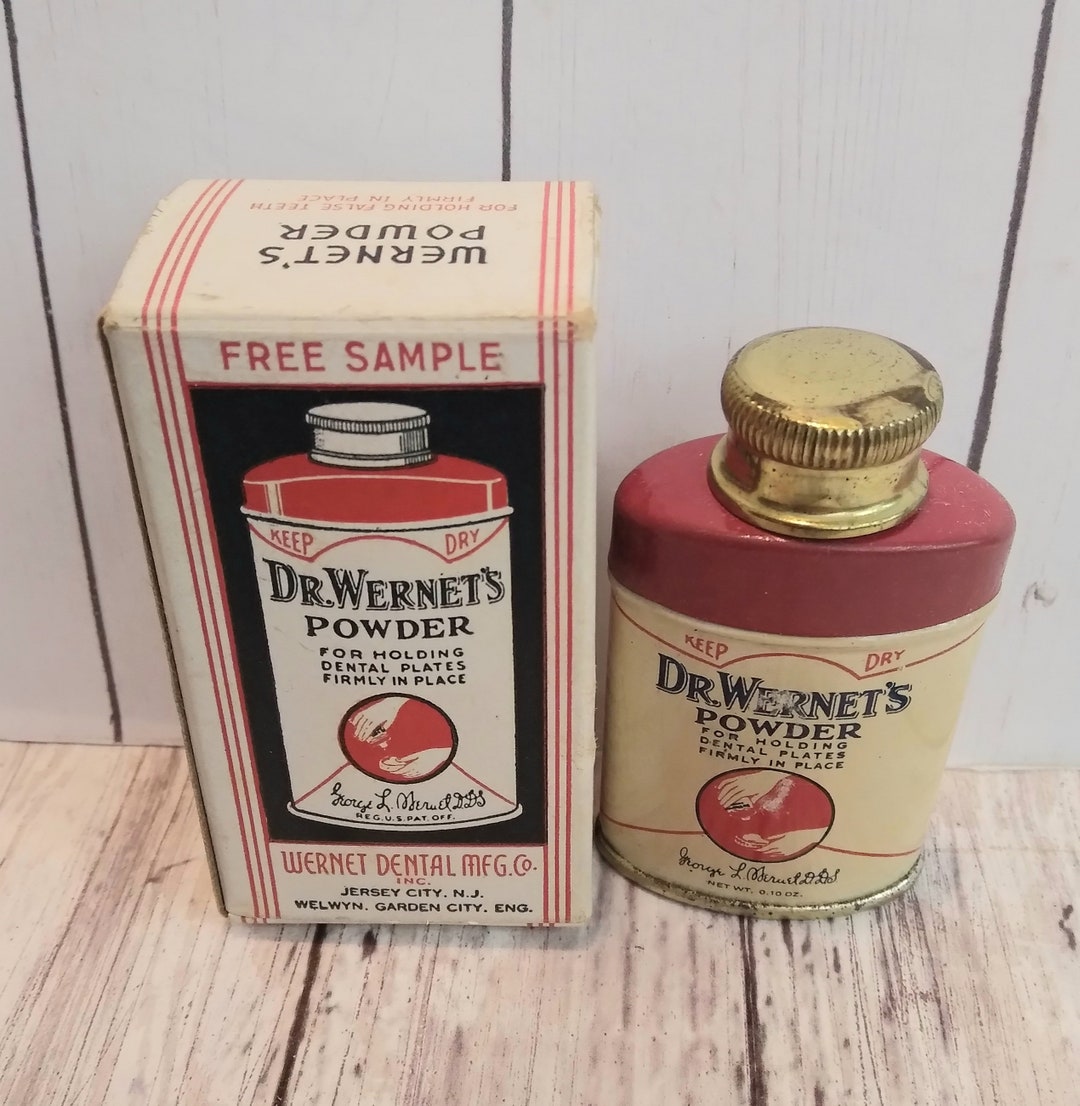 Vintage Dr. Wernet's Denture Powder Sample Tin Original Box - Etsy
