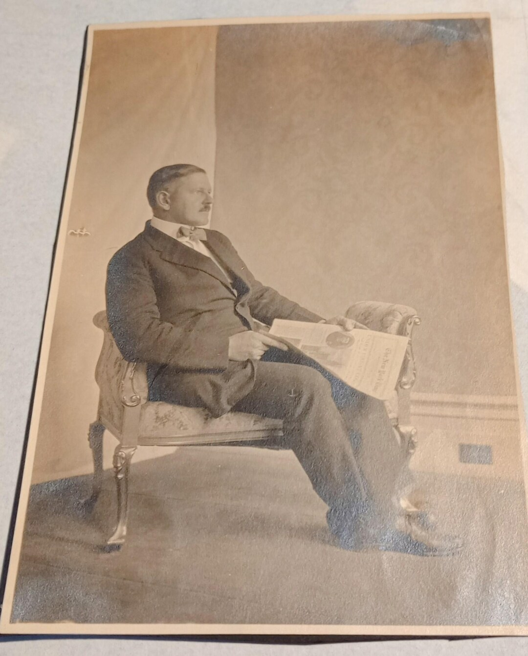 Antique Photograph Man Reading the Paper Black and White - Etsy