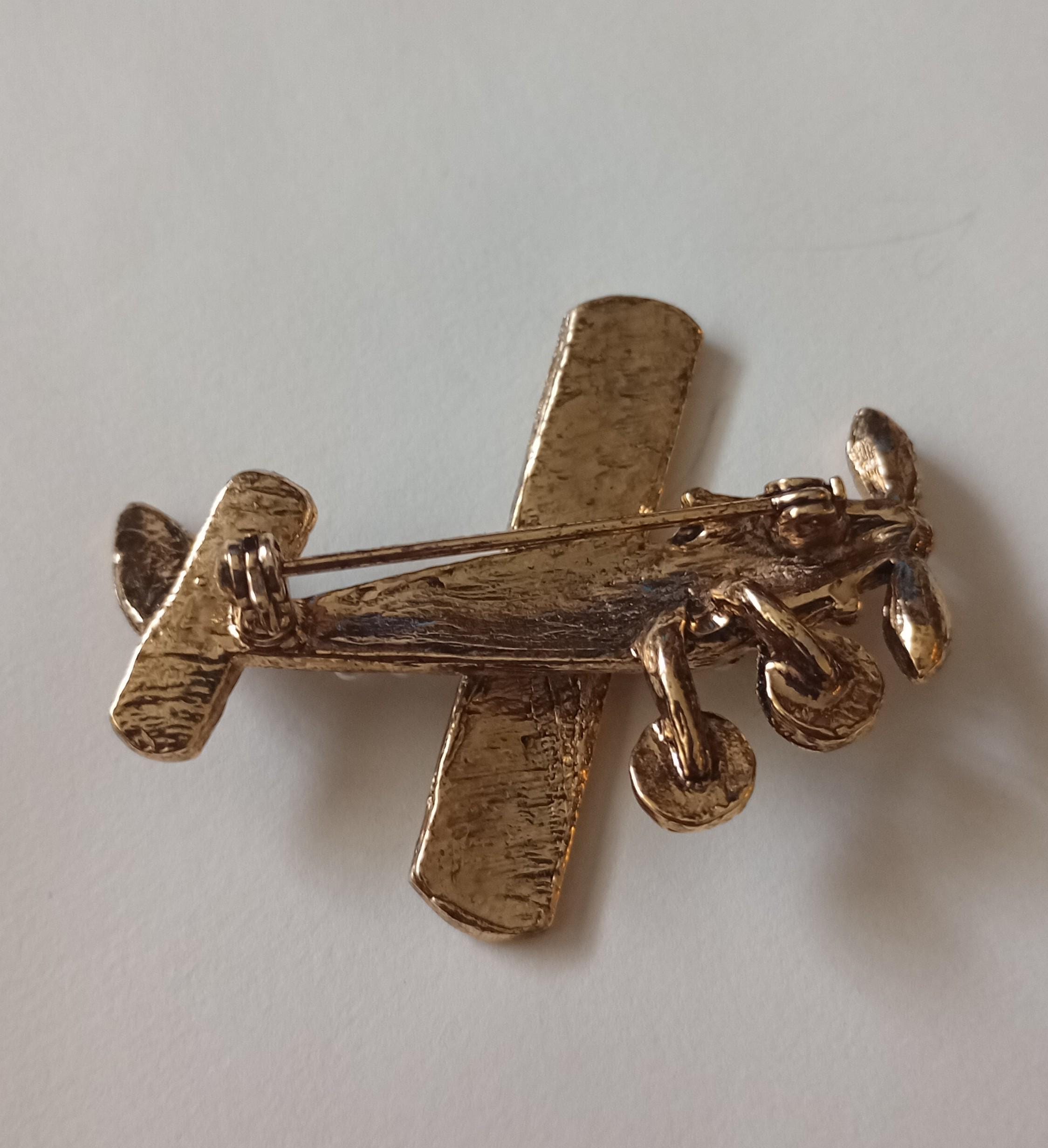 Vintage Rhinestone Airplane Pin - Etsy