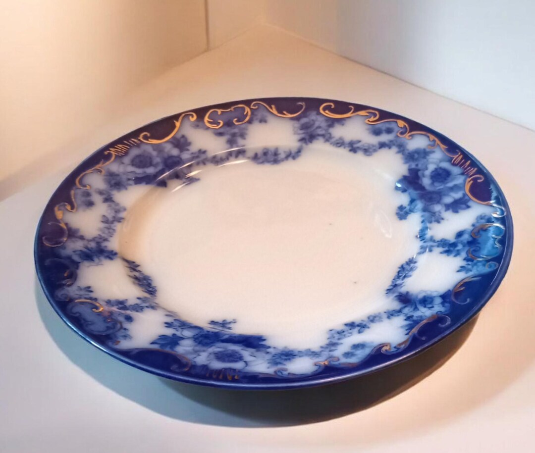 Antique 1912-1920 EBOR Ridgeway Flow Blue Plate - Etsy